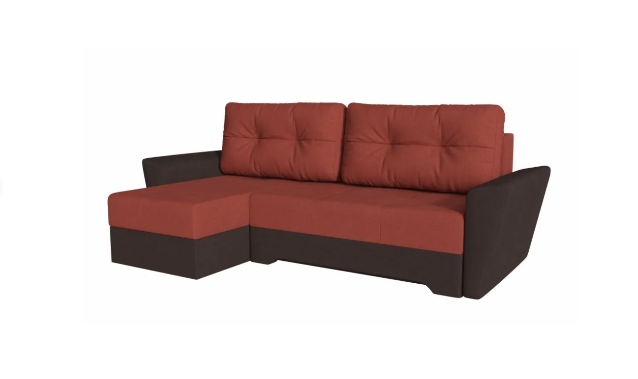 Угловой диван Амстердам Вельвет Оранжевый-Коричневый угол левый