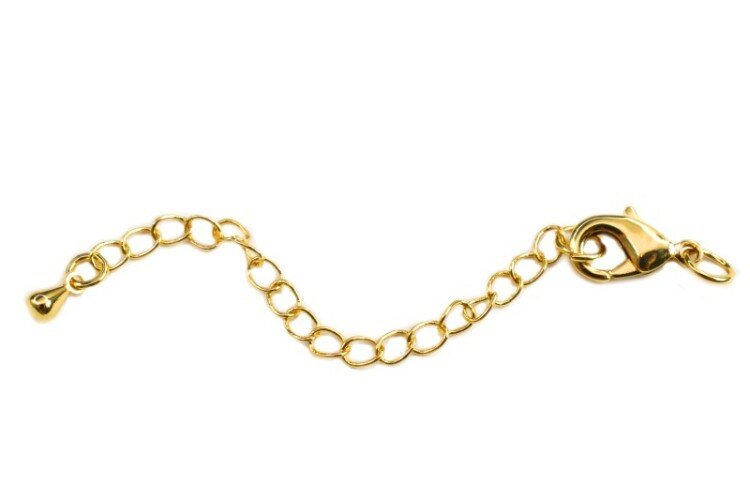 Удлинитель цепи с карабином, длина 6см, звено 3,5х2мм, цвет золото, латунь, 24k позолота, 27-210, 1шт