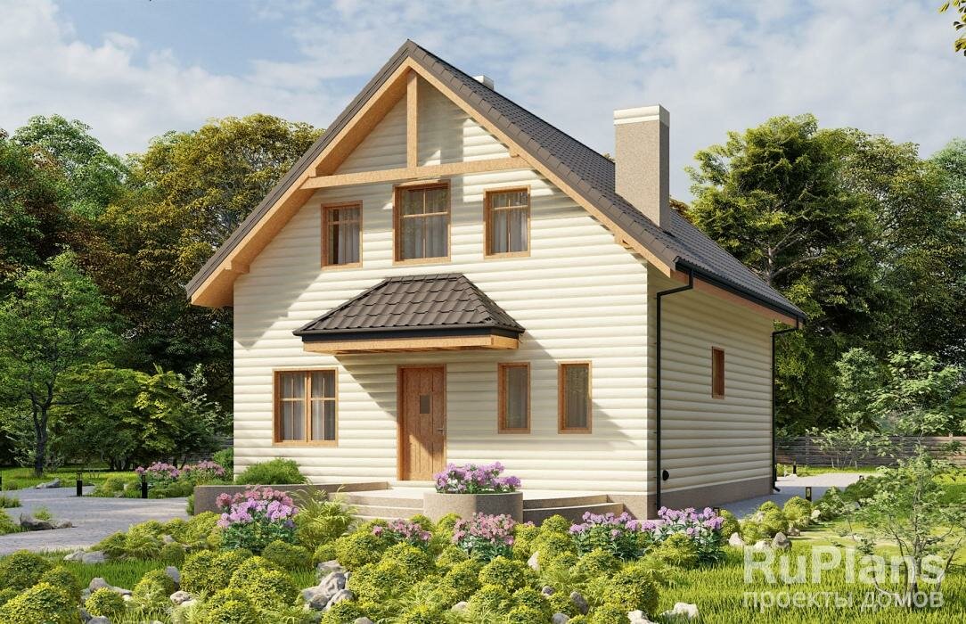 Одноэтажный дом с мансардой (138 м2, 10м x 10м) Rg5311