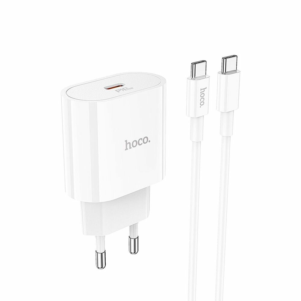 Сетевое зарядное устройство Hoco C94A Metro, PD20W + кабель USB Type-C - USB Type-C, 1м, белый