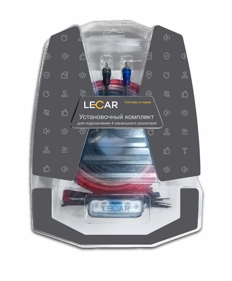 Комплект проводов для подключения 4-канального усилителя LECAR KIT-408 (8AWG/Mini ANL 60A)