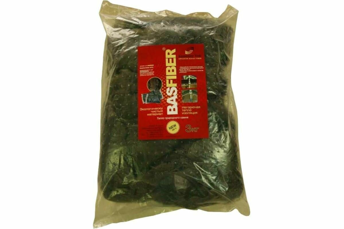 Базальтовая огнеупорная вата BASFIBER 700С, для печей, дымохода бани, 3 кг Вата Basfiber
