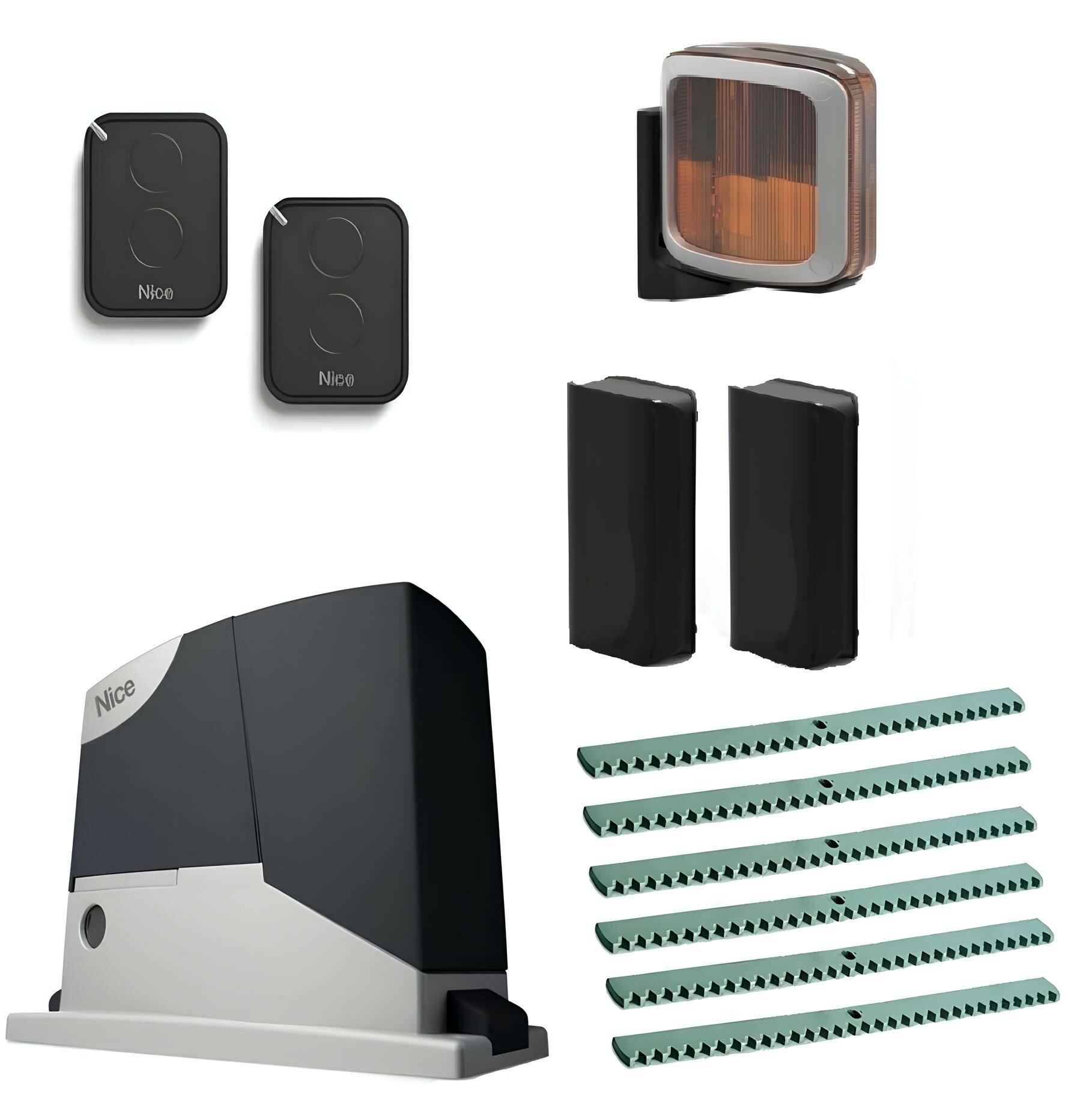 Автоматика для откатных ворот RD400KCE FULL6-K, комплект: привод, 2 пульта, фотоэлементы, лампа, 6 реек