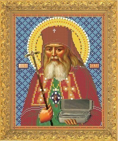 Схема для частичной вышивки бисером с нанесенным рисунком (19*24см.) Бис 417 "Святой Лука Крымский"