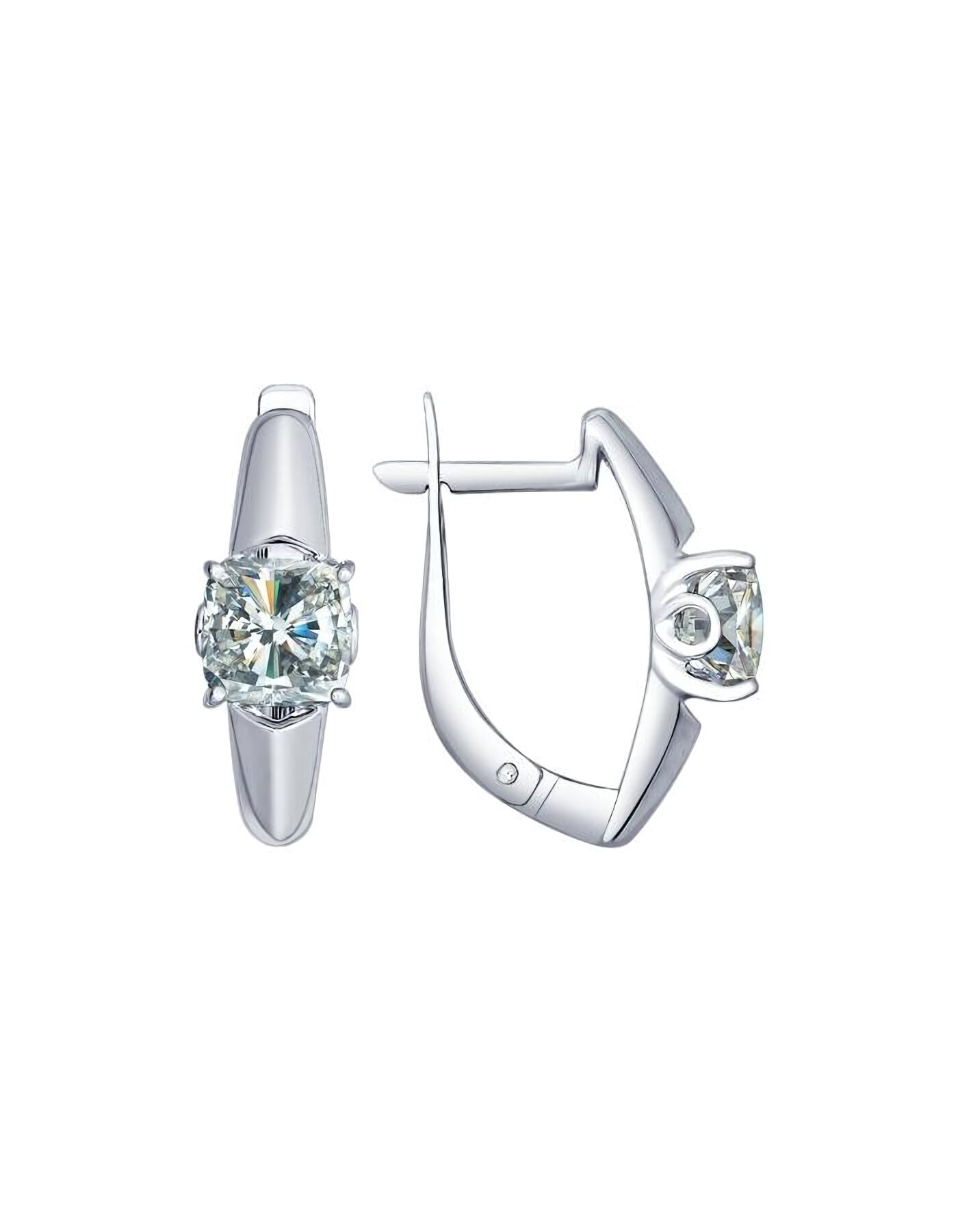 Серьги, серебро, 925 проба, родирование, кристаллы Swarovski
