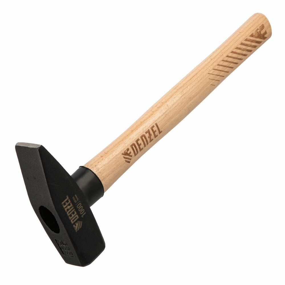 Молоток слесарный, 1000 г, кованый квадратный боек, буковая рукоятка Denzel, 10437