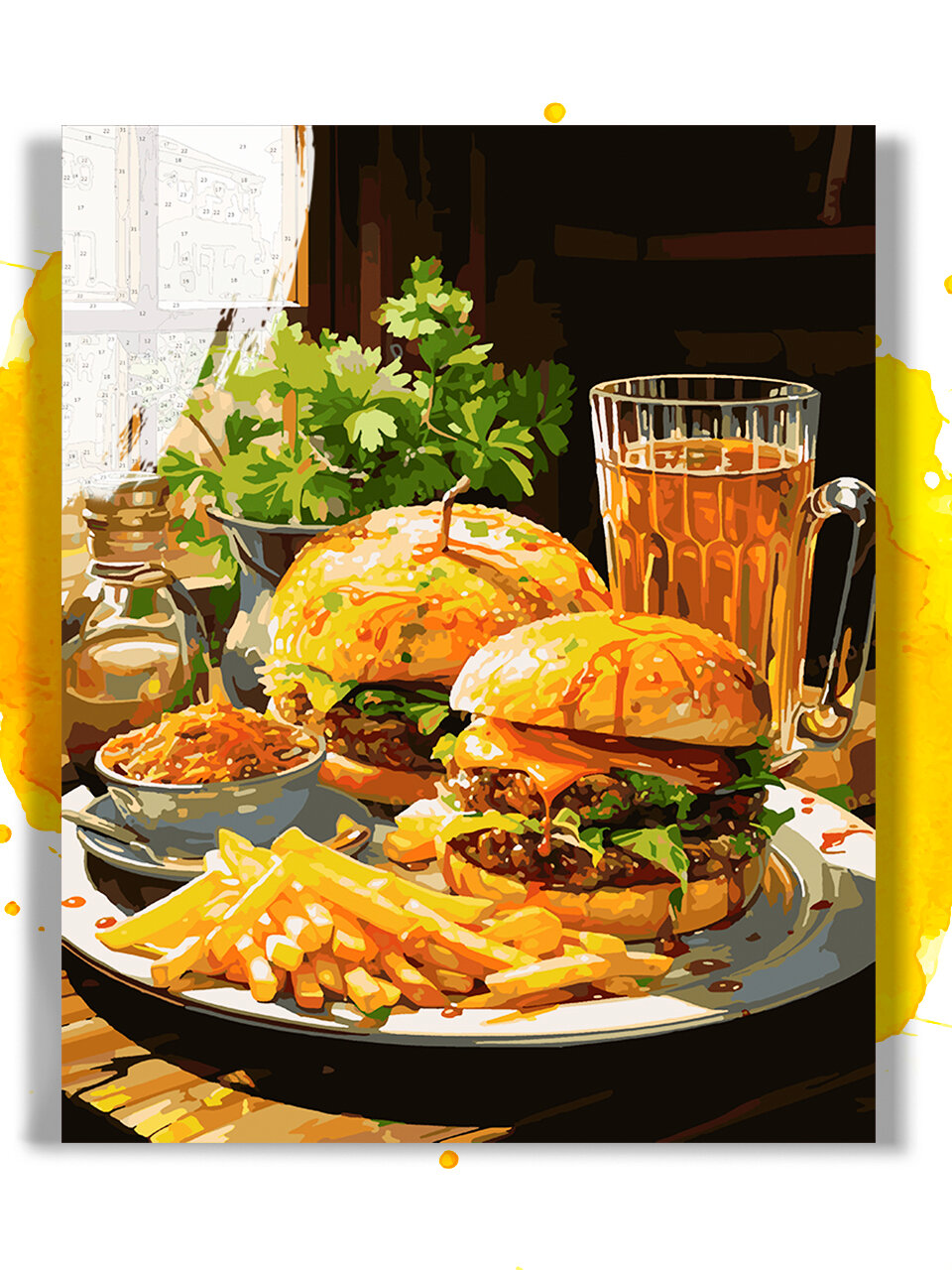 Картина по номерам на холсте Бургер с двойной котлетой, 40 х 50 см