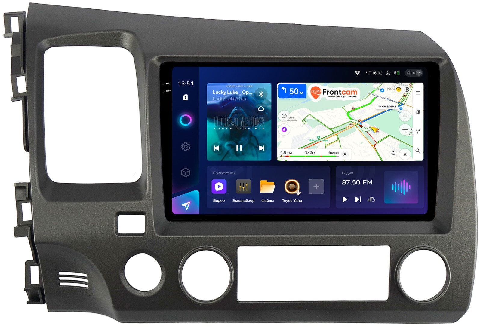 Штатная магнитола Honda Civic 8 4D 2005-2012 (левый руль, седан) Teyes CC3 2K 4/32 9.5" RM-9-1061 Android 10 (4G-SIM, DSP, QLed)