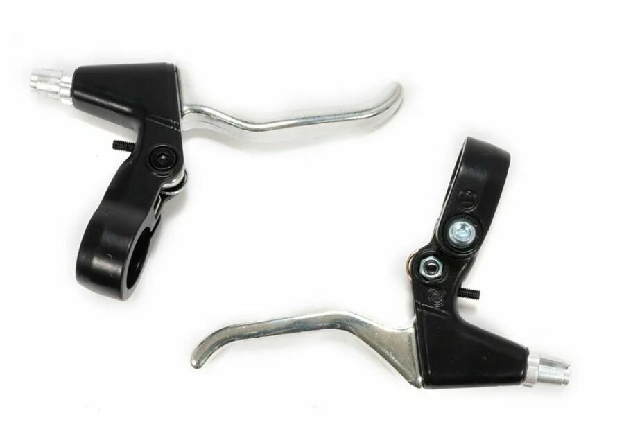 Ручки тормозные TRIX под "два-три пальца", алюминий, для рулей 22,2мм, черные/серебристые