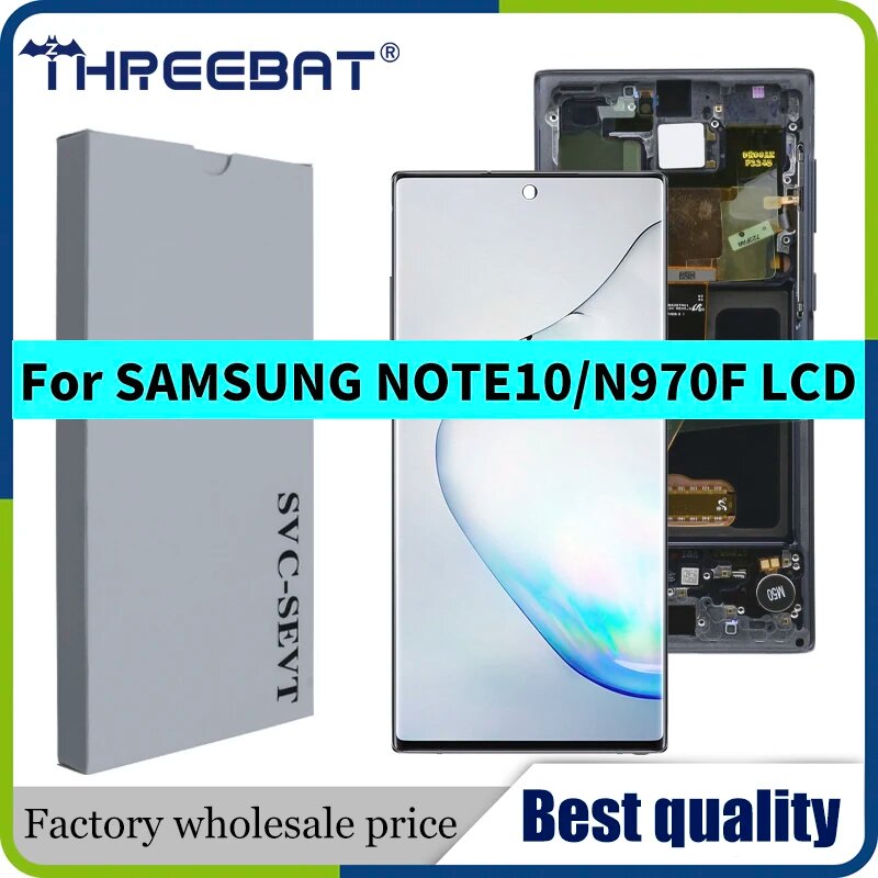 6,3-дюймовый динамический AMOLED для Samsung Note 10 N970F Note10 N970 N9700, ЖК-дисплей с рамкой, дигитайзер сенсорного экрана в сборе Black No Frame