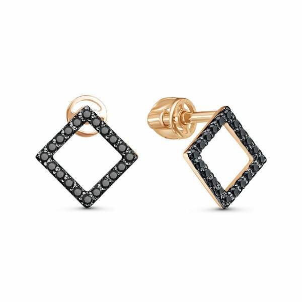 Серьги пусеты, серебро, 925 проба, золочение, фианит