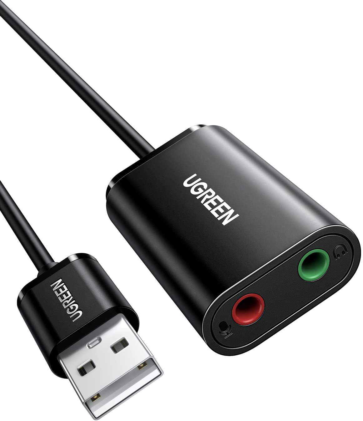 Аудио переходник UGREEN US205-30724 USB to AUX 3.5mm (green+red port)