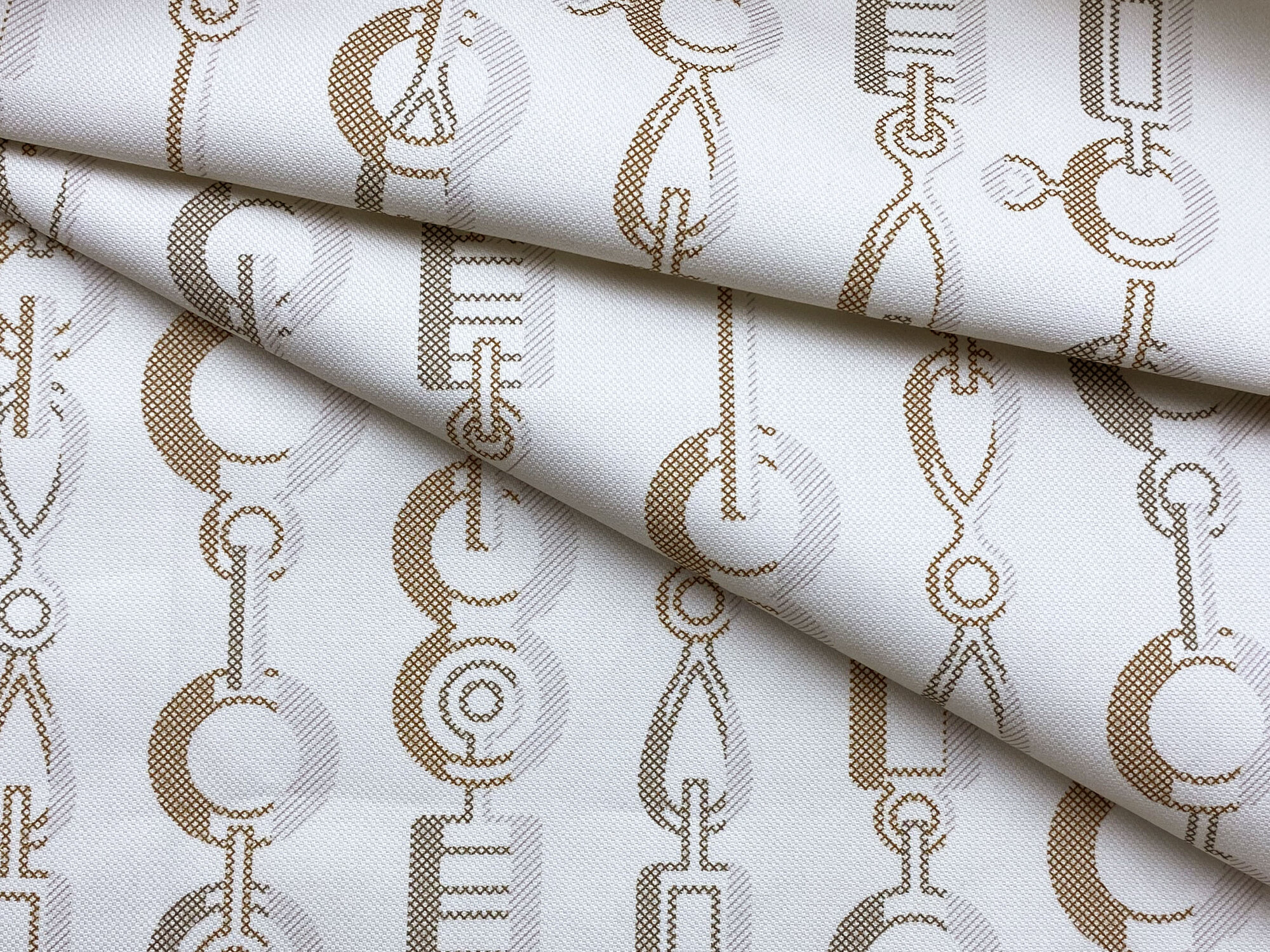 Ткань Пике мучного цвета с принтом полосы из цепочки 16755