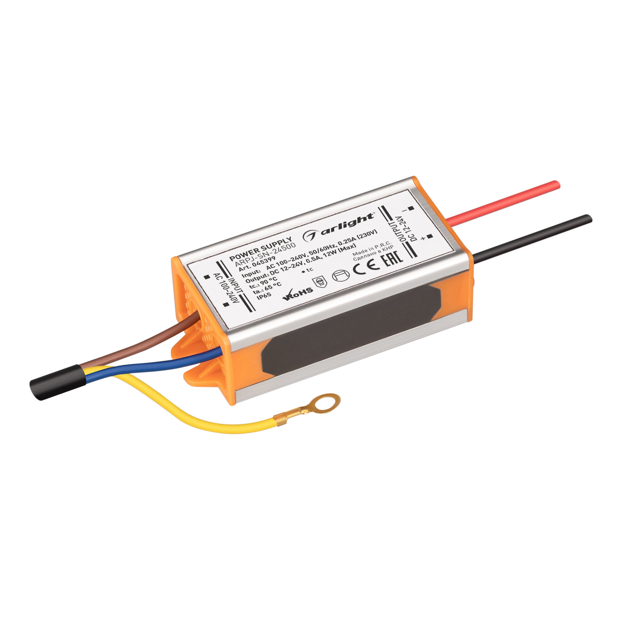 045399 Блок питания ARPJ-SN-24500 (12W, 12-24V, 500mA) (Arlight, IP65 Металл)