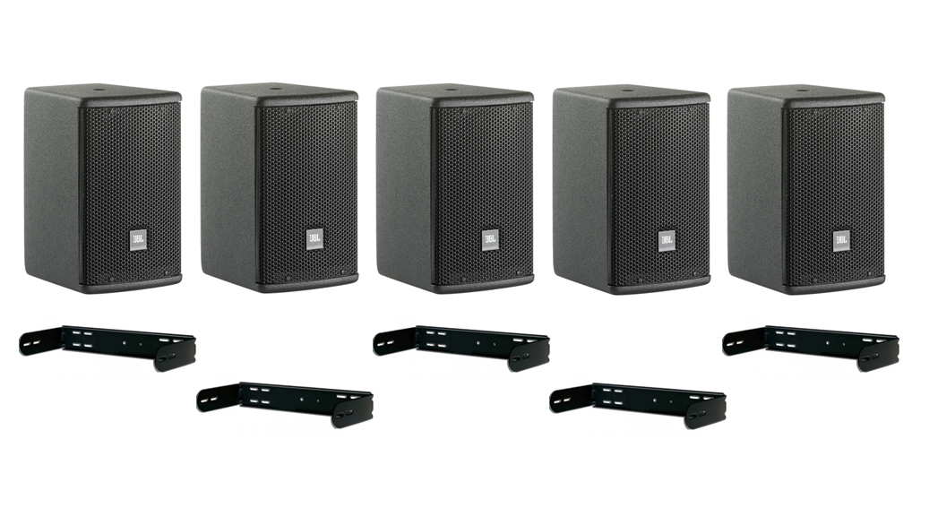 Jbl ac15 комплект. пять 2-полосных ак. систем, нч 5.25", мощность 150вт rms, сопротивление 16ω, частотный диапазон 80гц-20кгц, дисперсия 90°x90°, разъемы speakon nl4 + зажимной контакт, подвесная, точки крепления для u-скобы, цвет черный, вес каждой систе