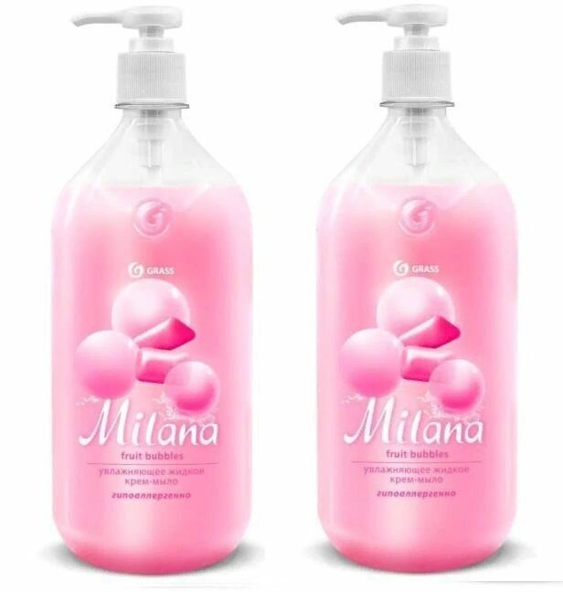 Grass Мыло жидкое Milana, Ffruit bubble, с дозатором, 1 л, 2 шт