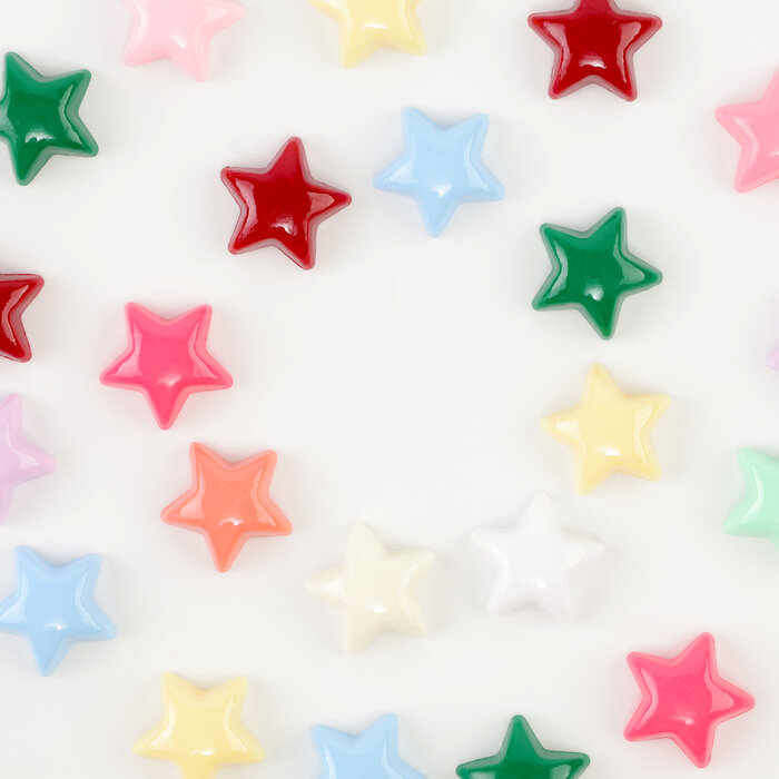 Кабошон «Звездочка», набор 50 шт, размер 1 шт. — 1,5 × 1,5 × 0,2 см, цвет микс