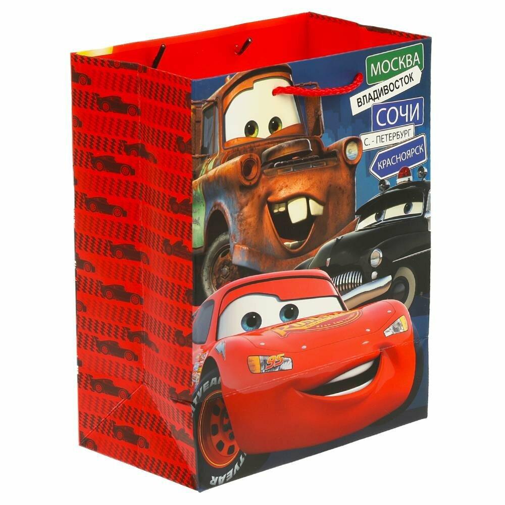 Пакет подарочный "Тачки" 18*23*10см матовый