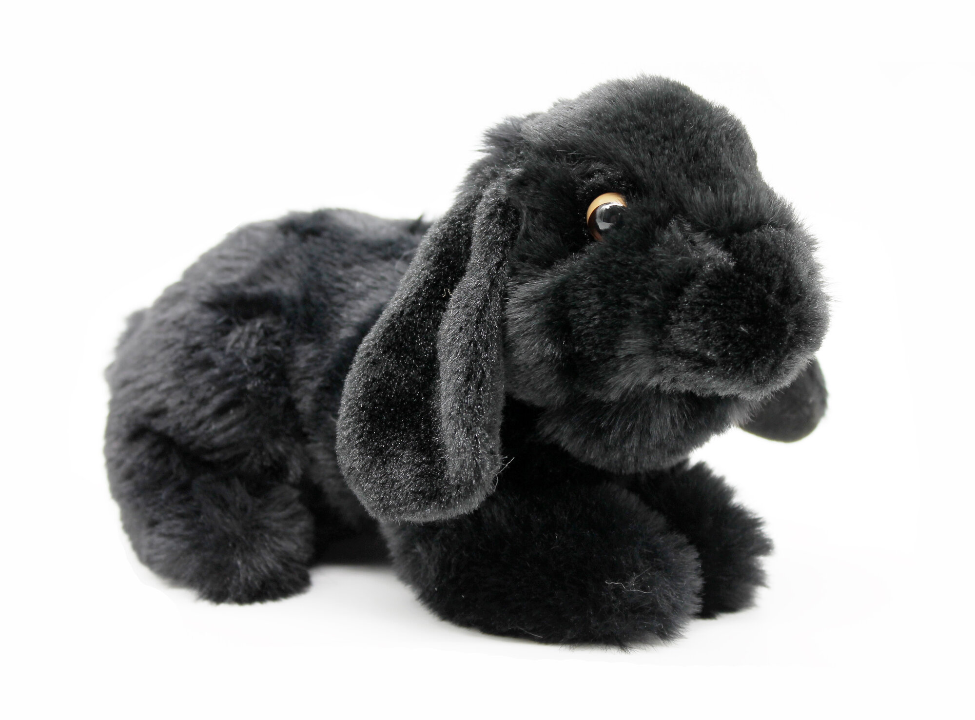 Мягкая игрушка LEOSCO Кролик вислоухий лежащий черный, 20 см