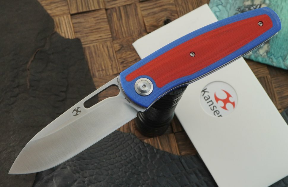 Складной нож Kansept Knives Mato, сталь CPM S35VN, сатин, рукоять красно-синий G-10