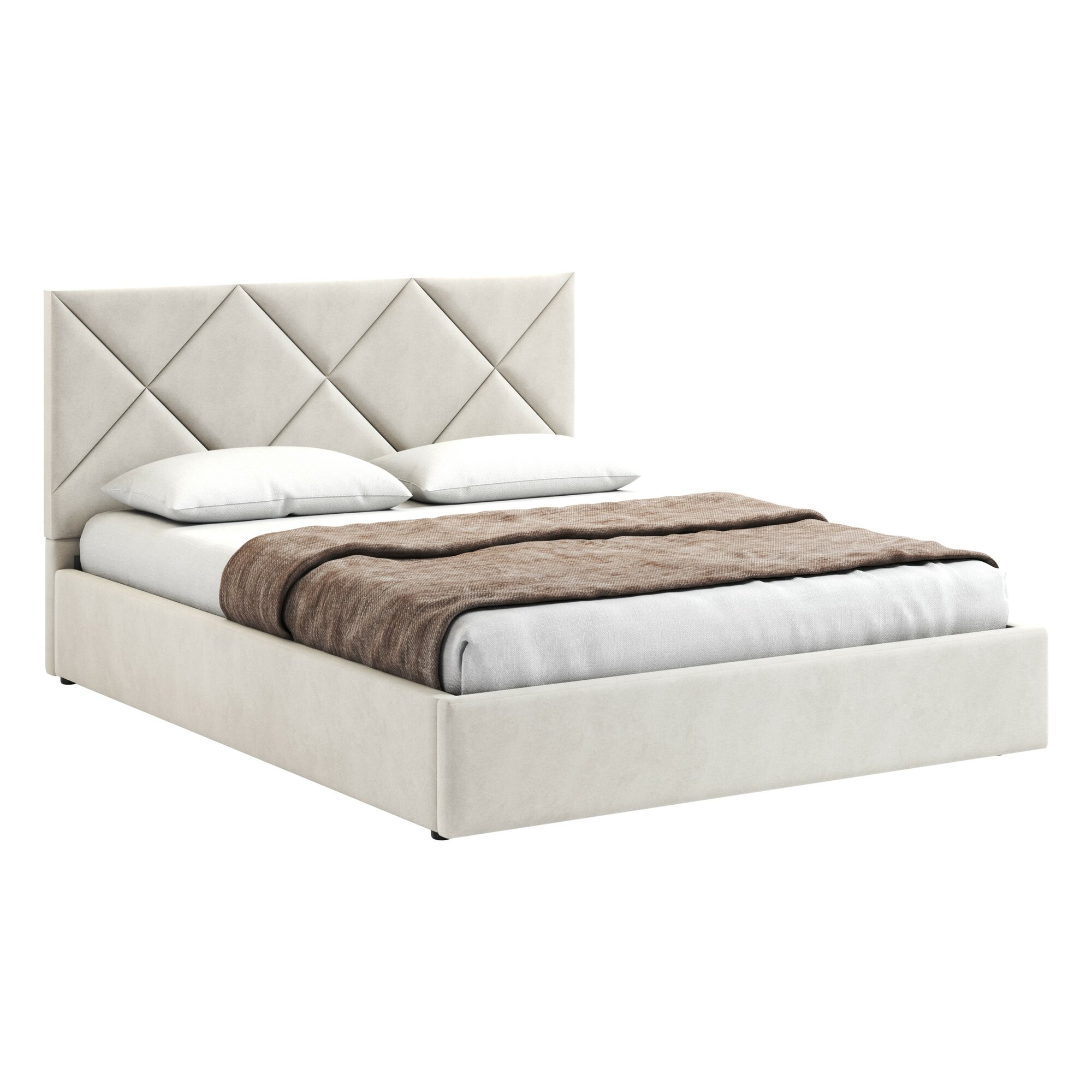 Кровать GALAXY Венера-6, двуспальная 160x200, подъемный механизм, с ящиком, молочный велюр (Bone)