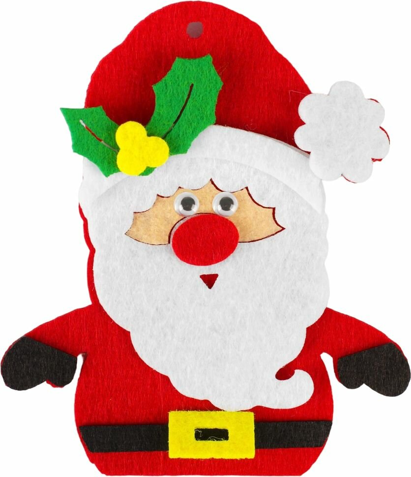 Детский набор для творчества "Дедушка мороз красный нос" ёлочное украшение из фетра, новогодняя игрушка на ёлку своими руками, клей в комплект не входит