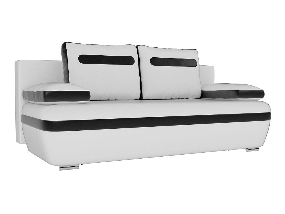 Прямой диван Каир Евро Бело-Черный Экокожа, еврокнижка, 200х96х94 см, с ящиком для белья