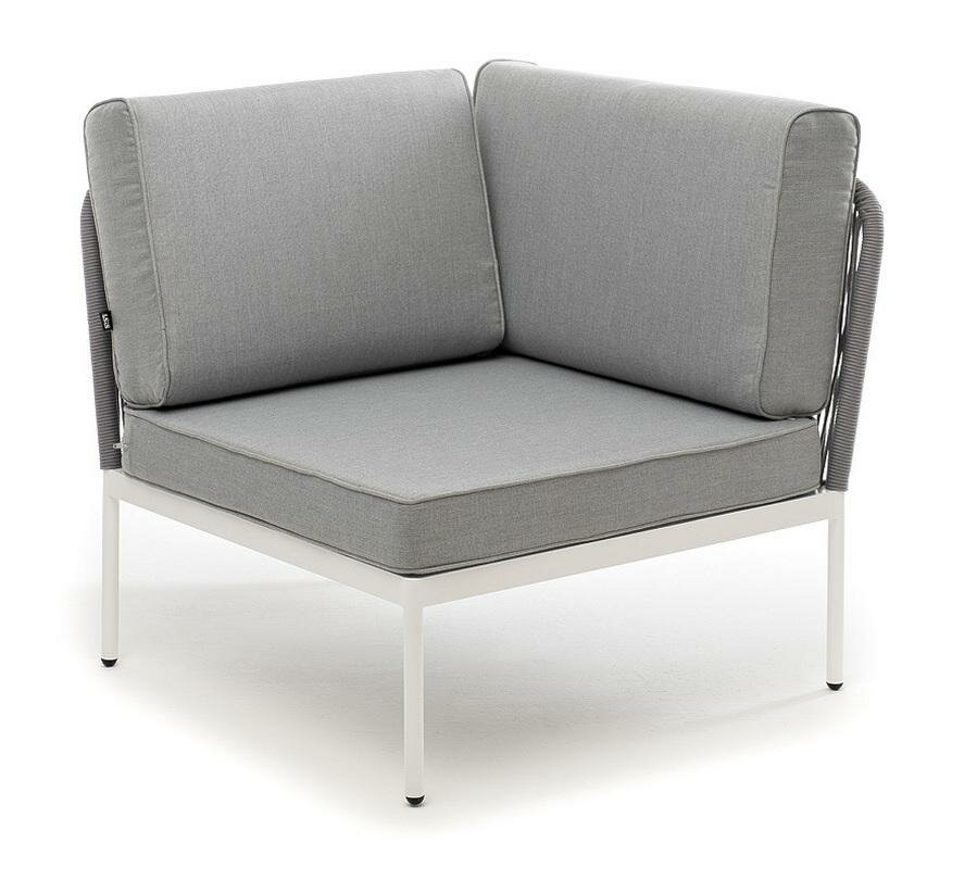 Модуль 4SIS "Канны" левый модуль плетеный из роупа, каркас алюминий темно-серый (RAL7024) шагрень, роуп темно-серый круглый, ткань темно-серая арт. KAN-MС-001 RAL7035 SH grey(gray017)