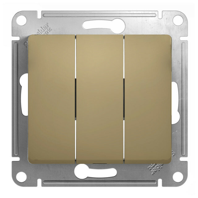 Выключатель 3-клавишный SCHNEIDER ELECTRIC Glossa, титан