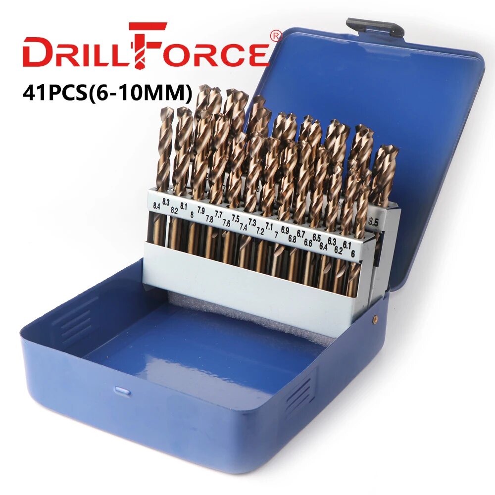 Набор сверл по металлу DRILLFORCE 41 шт. (6-10 мм)