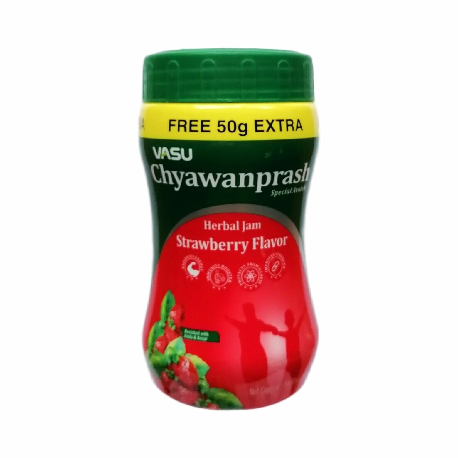 VASU Чаванпраш (джем) со вкусом клубники / CHYAWANPRASH STRAWBERRY FLAVOR 500 + 50 г в подарок