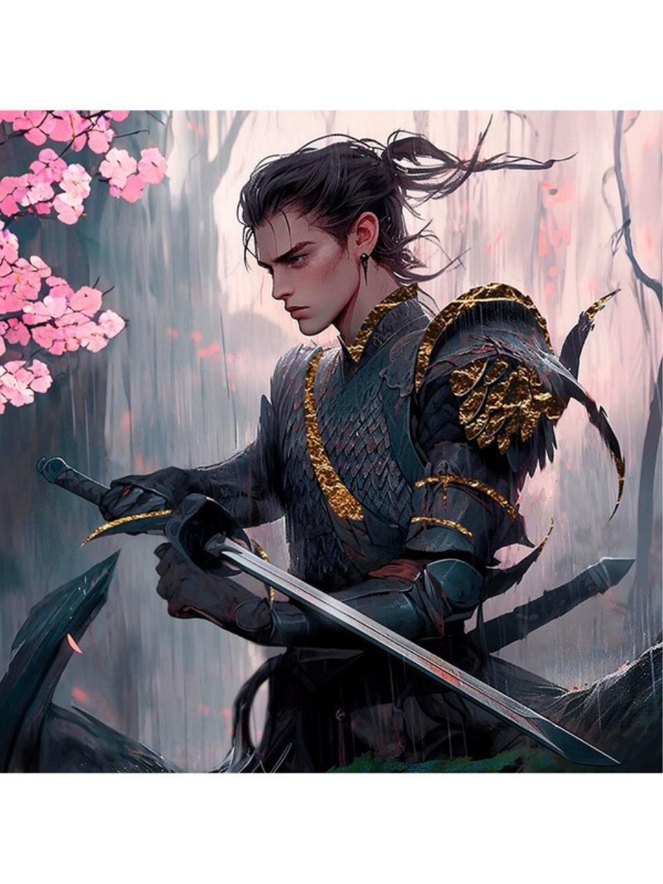 Холст с красками 40х40 см по ном, с зол. поталью (30цв) Темный принц, в к 41x42x3 см