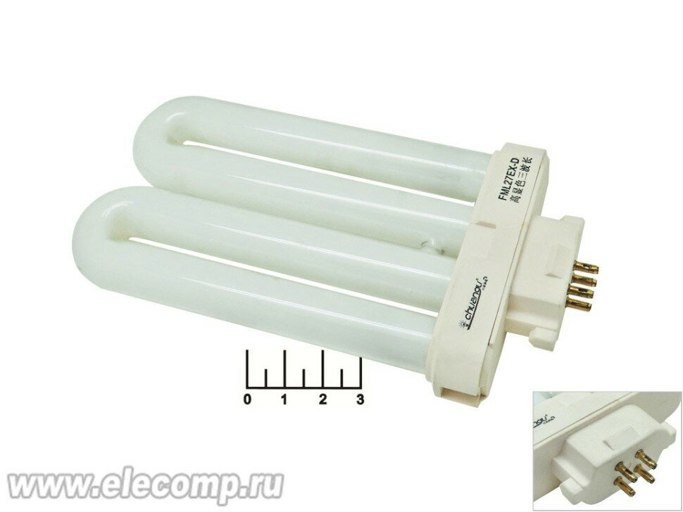 Лампа люминесцентная 27W GX10Q 6500K белый холодный 4 контакта YDW27-2U (FML27D-EX)