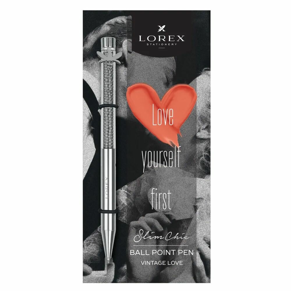 LOREX Ручка шариковая подарочная Slim Chic Vintage Love синий, корпус металл, 0,7 мм