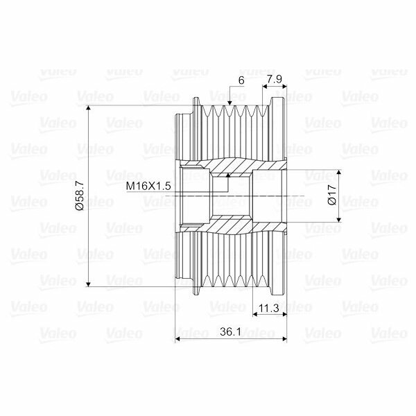 Шкив генератора для автомобиля, VALEO 588033 (1 шт.)