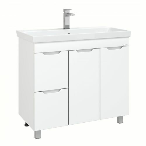 Тумба Onika Айленд 90 напольная, белая, с корзиной