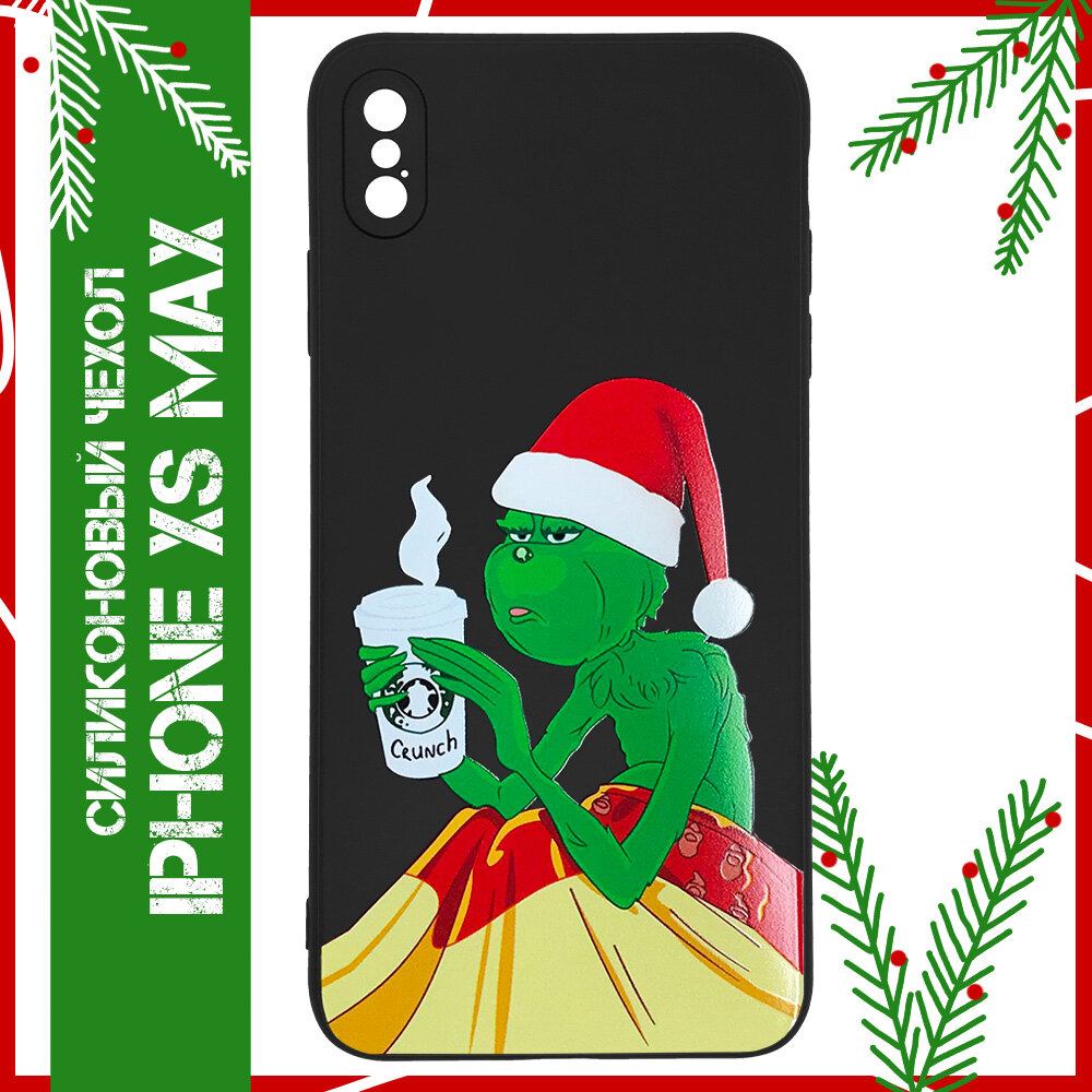Силиконовый чехол с принтом Гринч для iPhone XS MAX/ Айфон XС макс