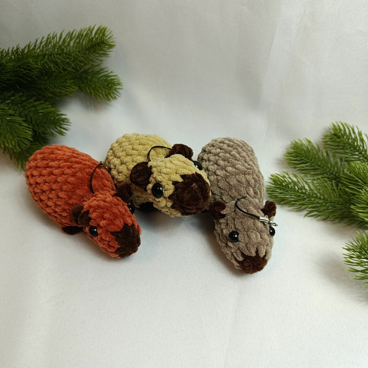 Мягкая игрушка ручной работы, брелок капибара 1 шт, без выбора цвета.