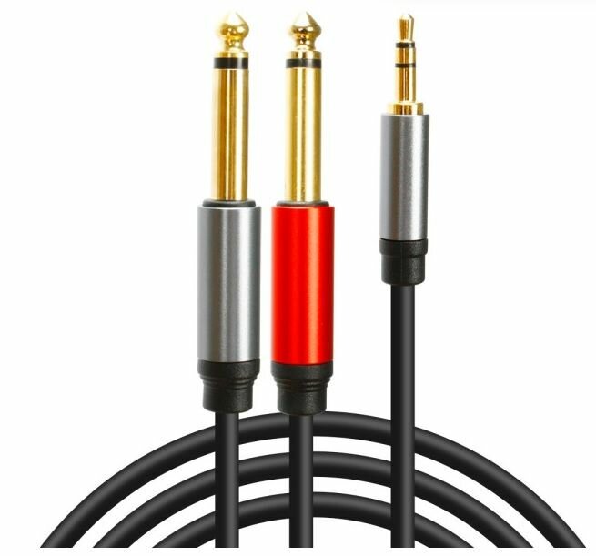 Аудиокабель HI-FI 3.5 Jack стерео 2 jack 6.35 моно 5.0 метров