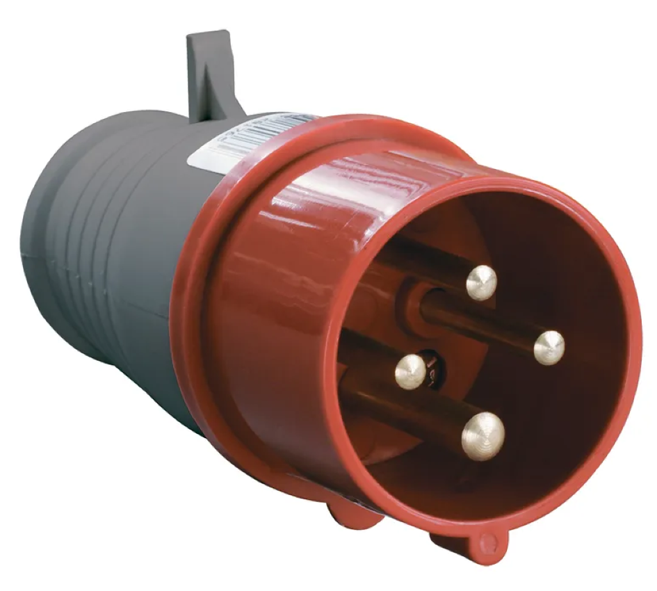 Вилка силовая кабельная IEK / ИЭК ССИ-014 переносная прямая из самозатухающего пластика, красная, 3Р+РЕ, 16А 380-415В IP44, PSR02-016-4 / электрика