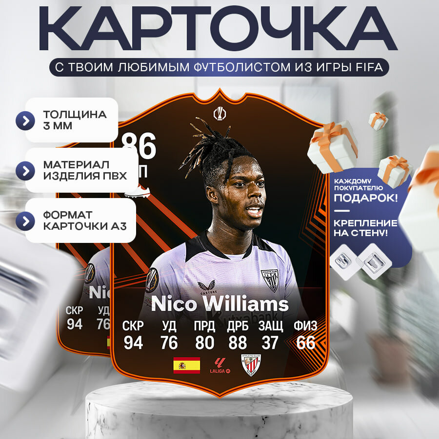 Карточка фифа с футболистом Nico Williams 86 A3