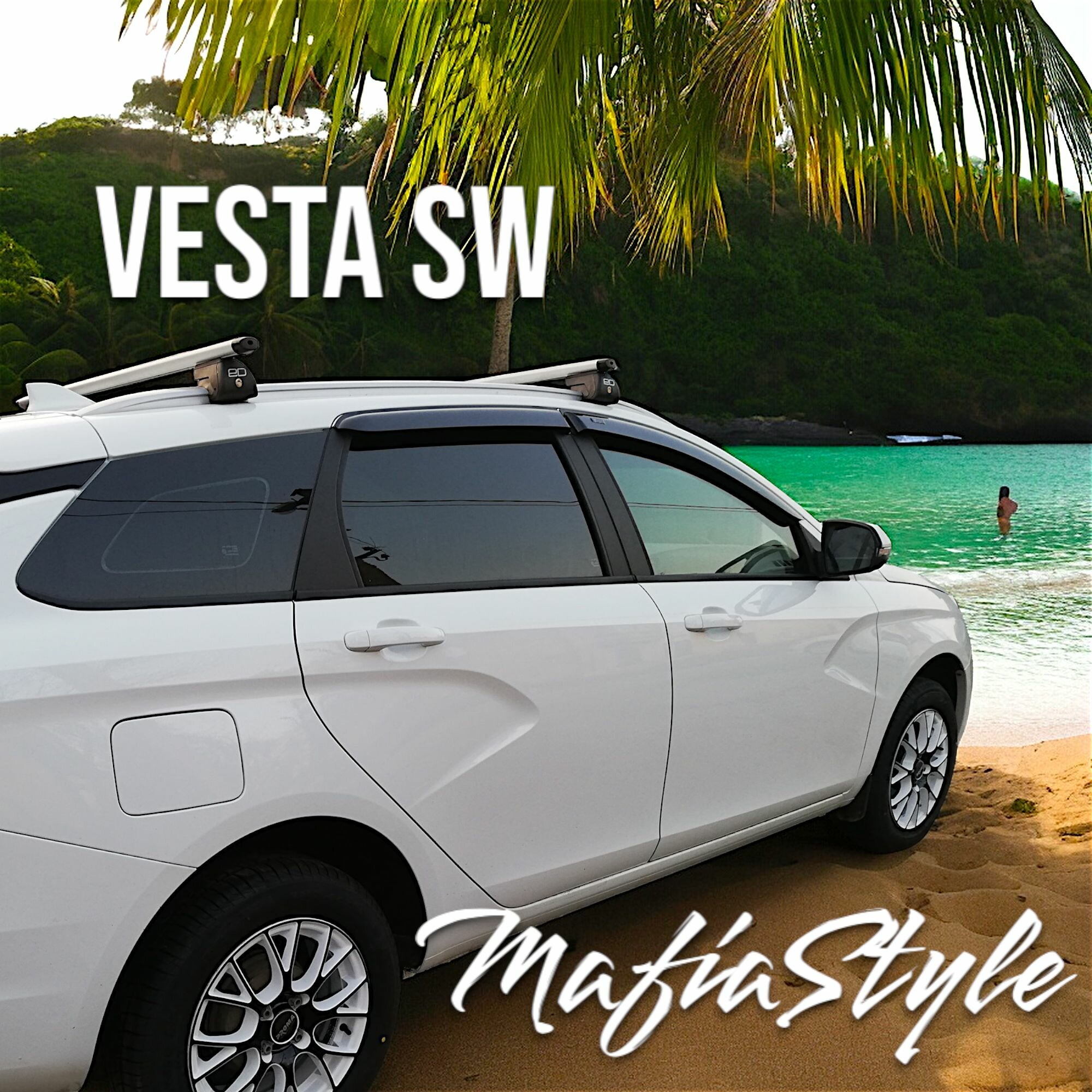 Дефлекторы боковых окон для LADA VESTA SW / Лада Веста СВ/ Накладка на двери , ветровики на стекла двери автомобиля