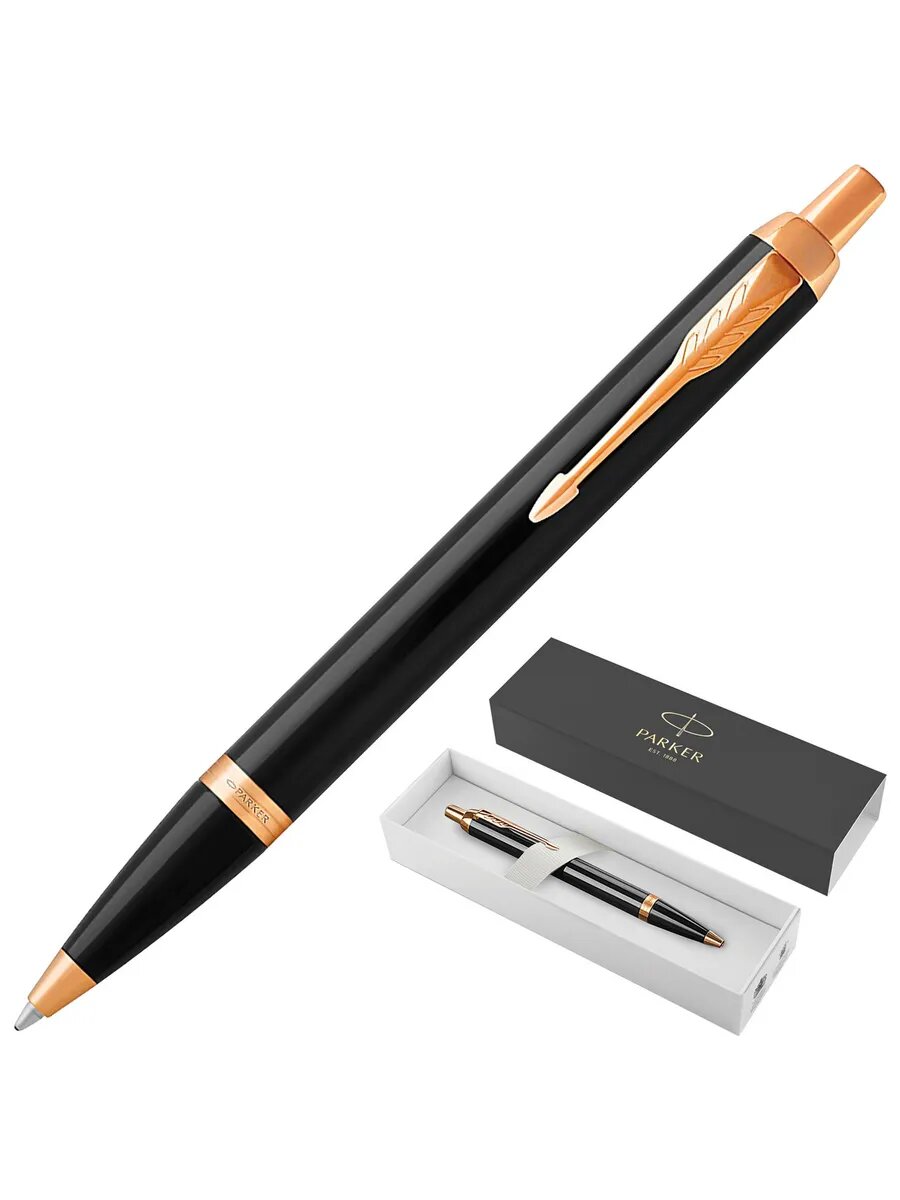 Ручка шариковая PARKER IM Core черный лак позол синяя