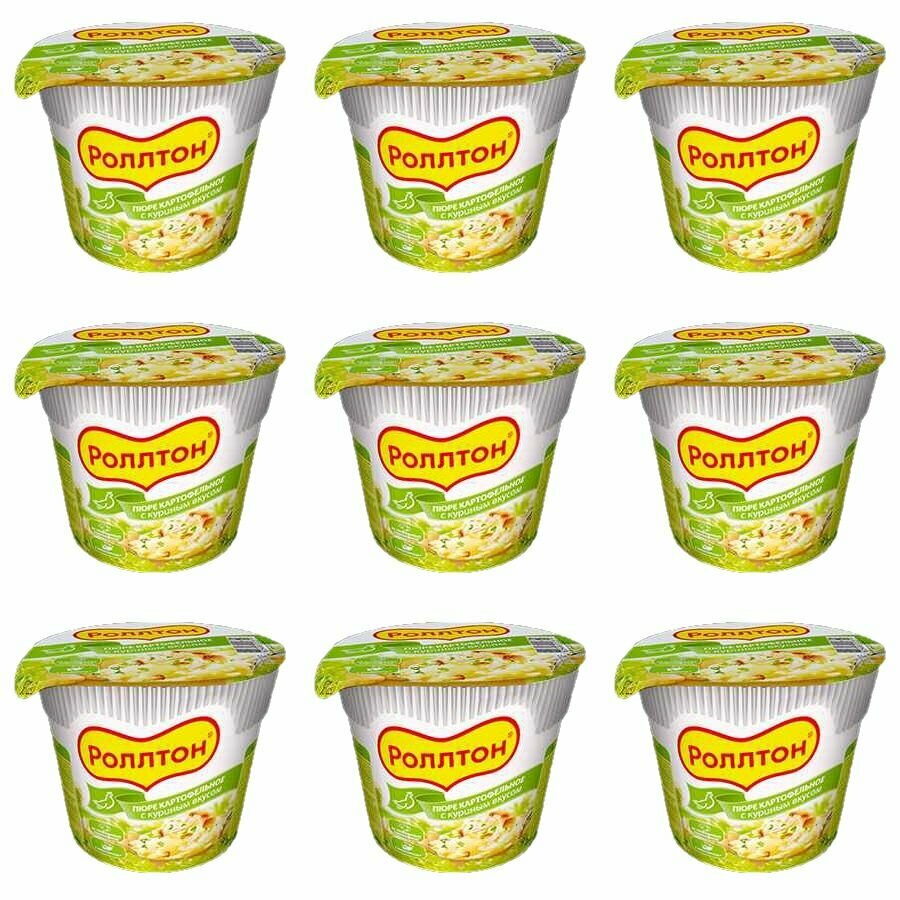 Роллтон Картофельное пюре быстрого приготовления, с курицей, 40 г, 9 уп