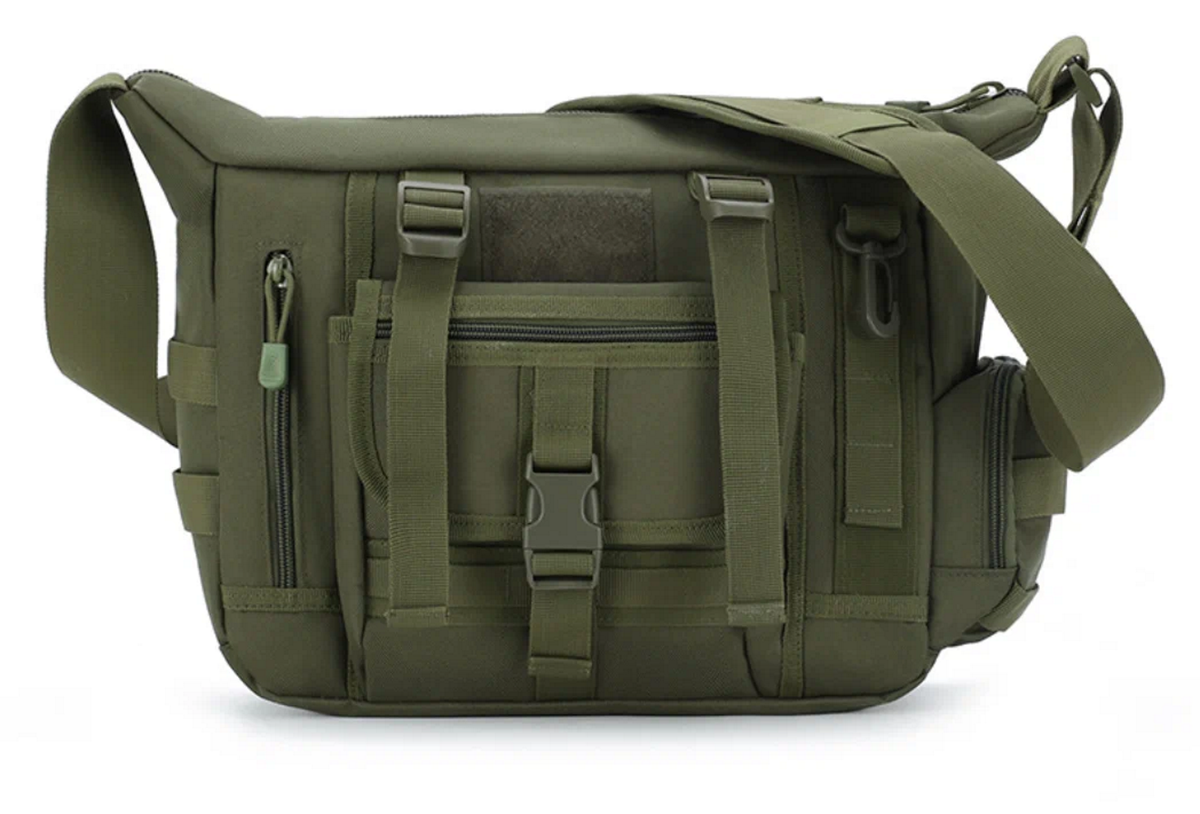 Сумка мессенджер  Тактическая через плечо с Molle, вмещает А4, олива зеленый непромокаемая