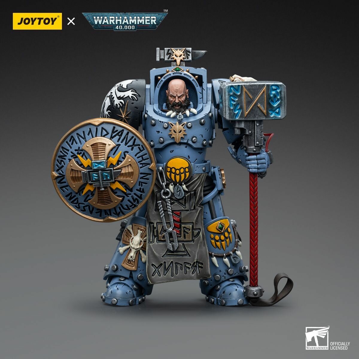 Подвижная фигурка 1/18 JOYTOY Warhammer 40K Space Wolves Arjac Rockfist
