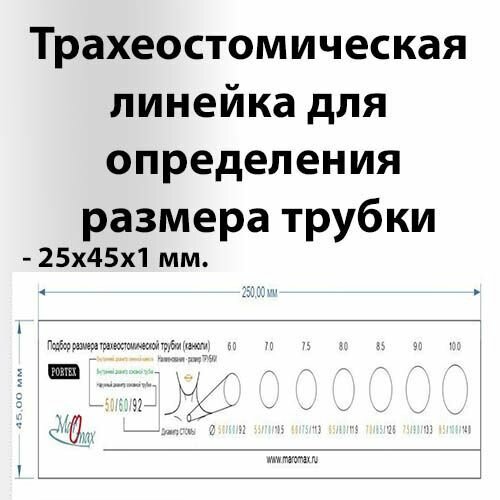 Трахеостомическая линейка для определения размера трубки