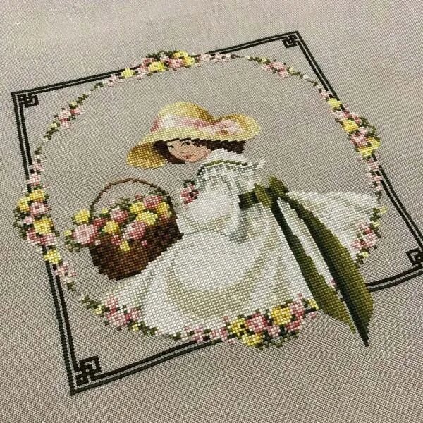 Набор для вышивки крестом "Маленькая девочка дома" 18CT Cotton aida