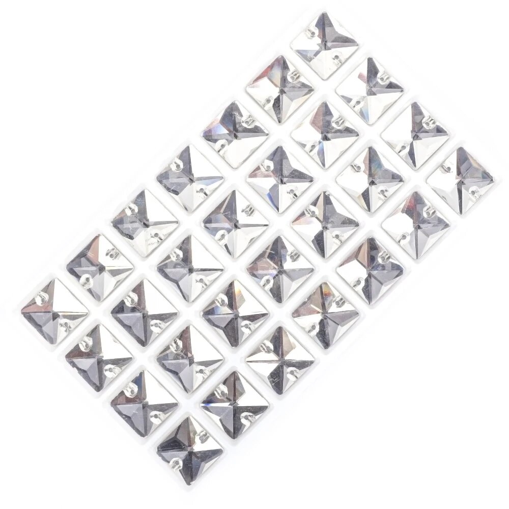 Стразы квадратные кристалл для декора Серебряный, 22mm 15pcs, Crystal