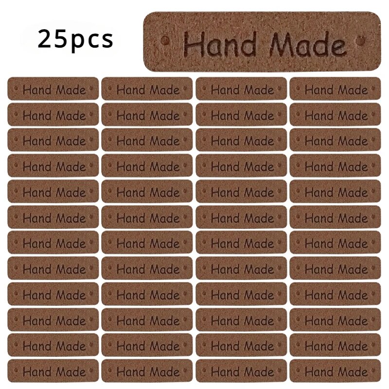 Кожаные этикетки для одежды 25/50 шт Коричневый, 25pcs E
